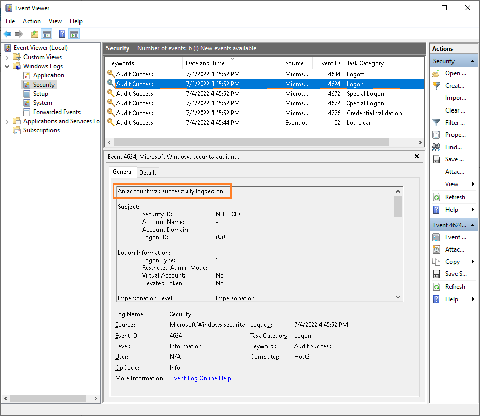 Successful Logon - Microsoft Q&A