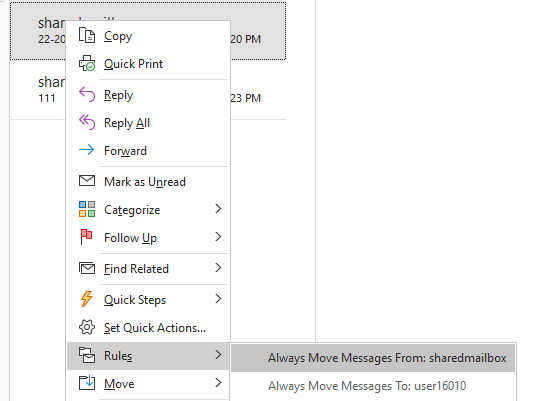 shared mailbox send items stored in personal mailbox, but when using ...