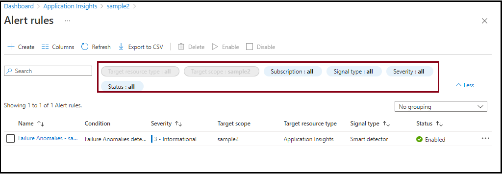 Azure alert rule cannot be found after creation. - Microsoft Q&A