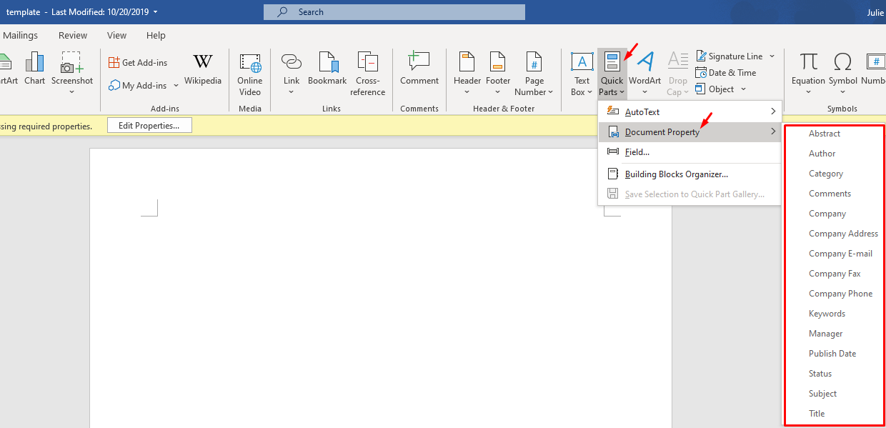 Request metadata before creating a document template - Microsoft Q&A