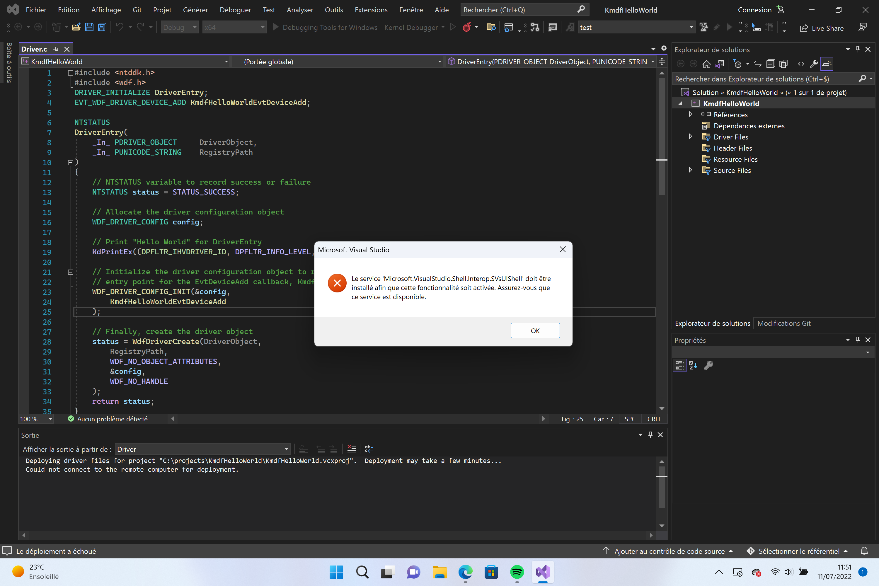 Impossible to debug a driver with visual studio - Microsoft Q&A