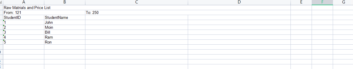 Set Fixed Column Width For All Columns While Creating The Excel Using 9088