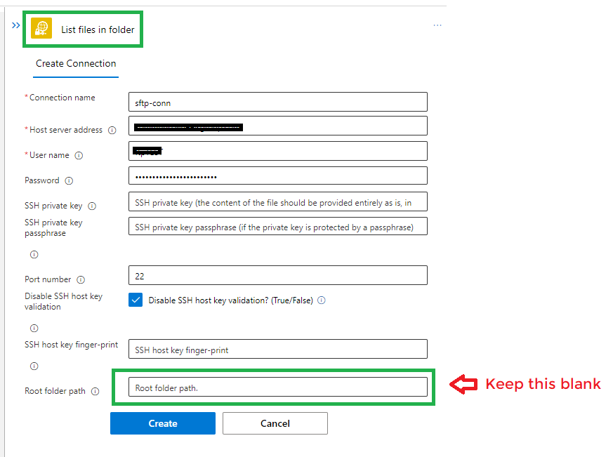 Azure sftp connectos - Can not find path error? - Microsoft Q&A