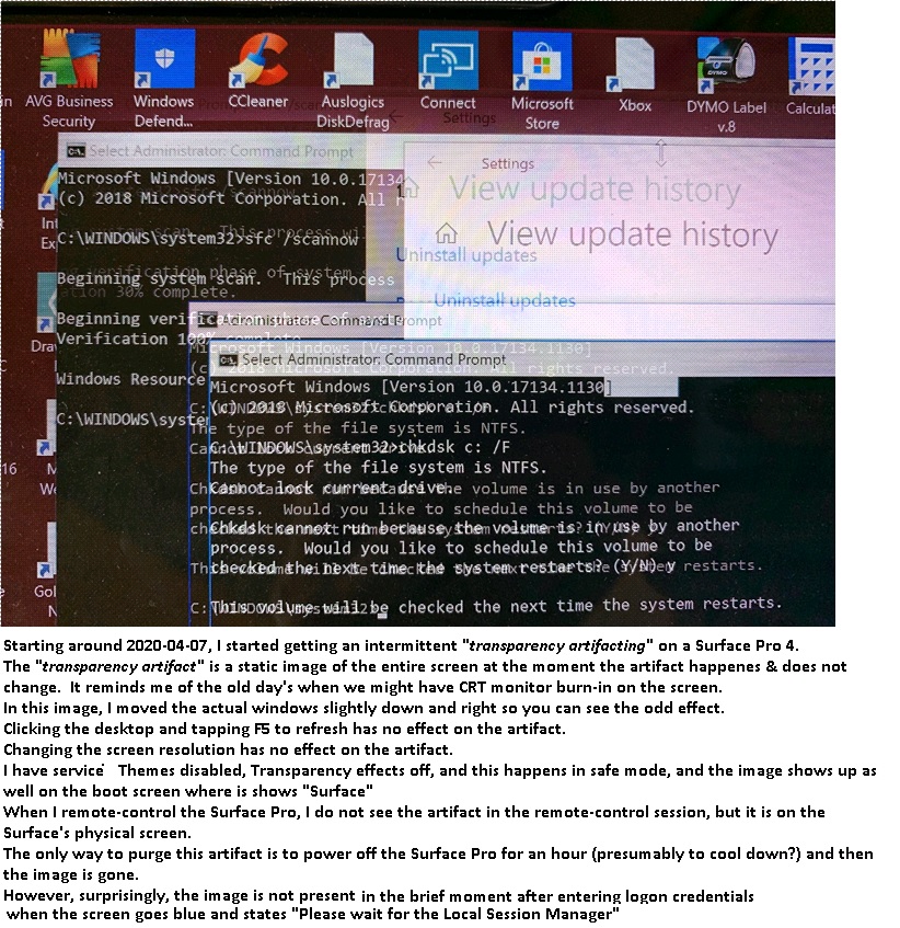 Surface Pro 4 Display having "transparent burn-in artifact ...
