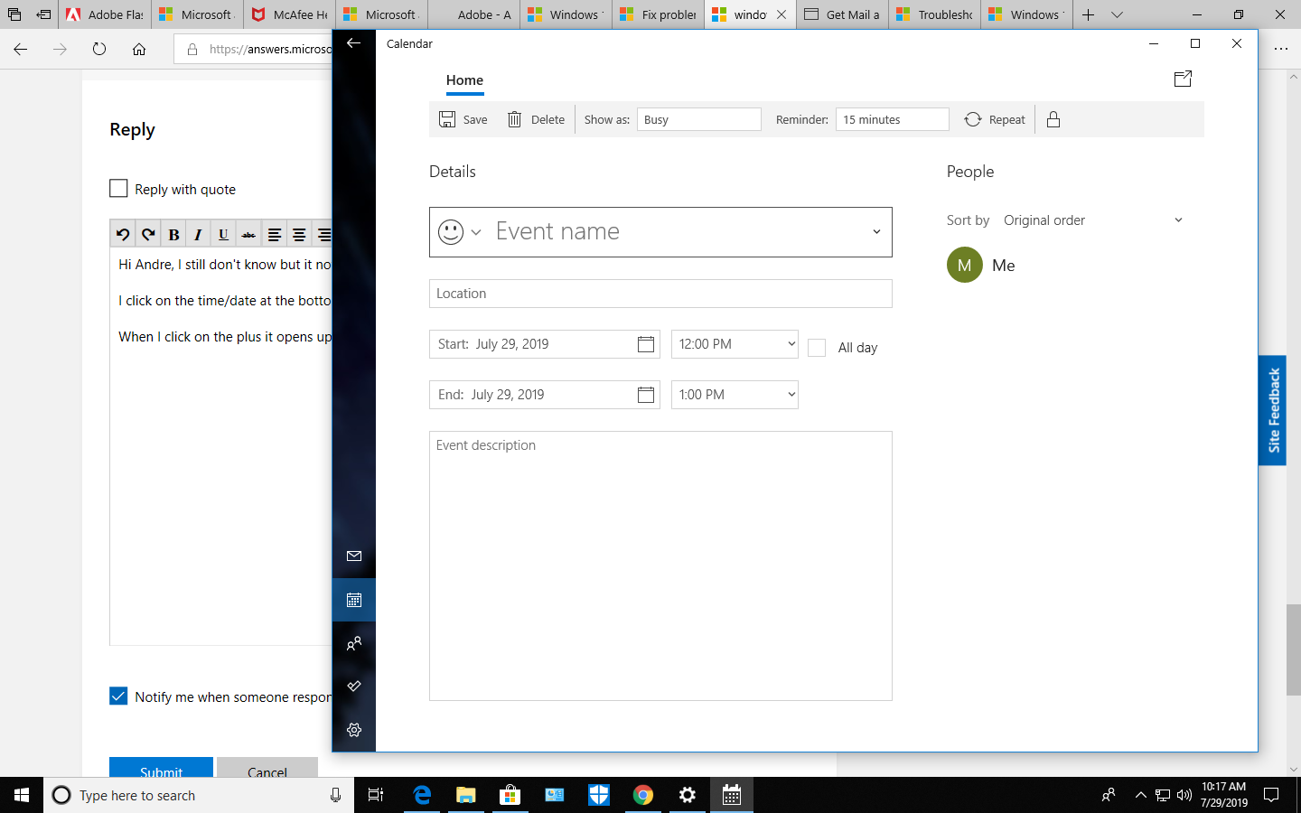 windows 10 microsoft edge calendar - Microsoft Q&A