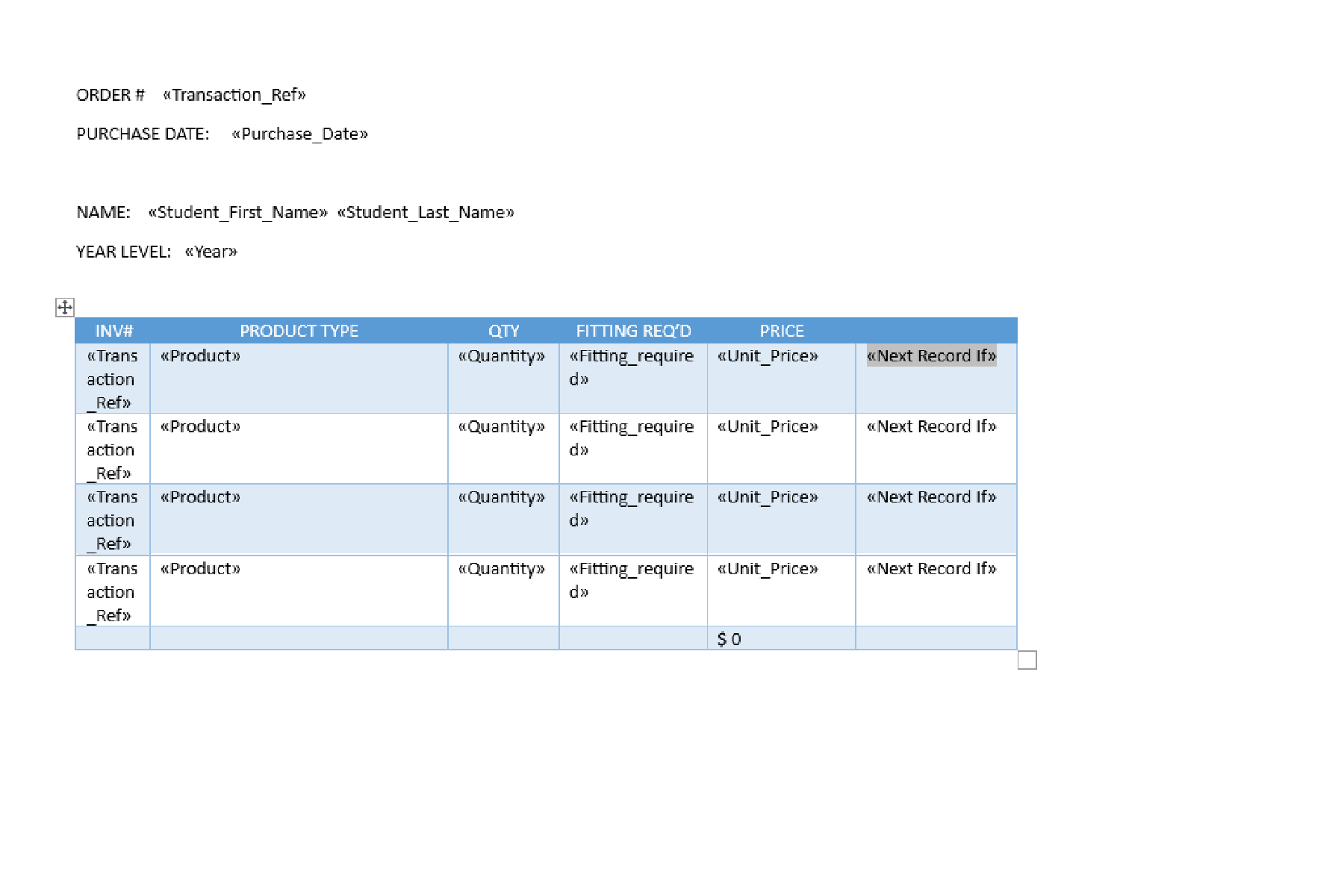 Mail Merge with Grouping in a Table - Microsoft Q&A