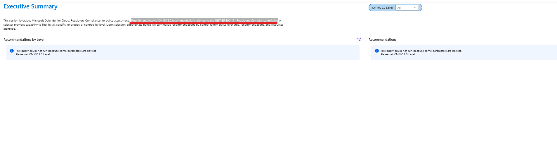Unable to set CMMC Level parameter in Sentinel CMMC 2.0 Workbook ... Unable to set CMMC Level parameter in Sentinel CMMC 2.0 Workbook ...