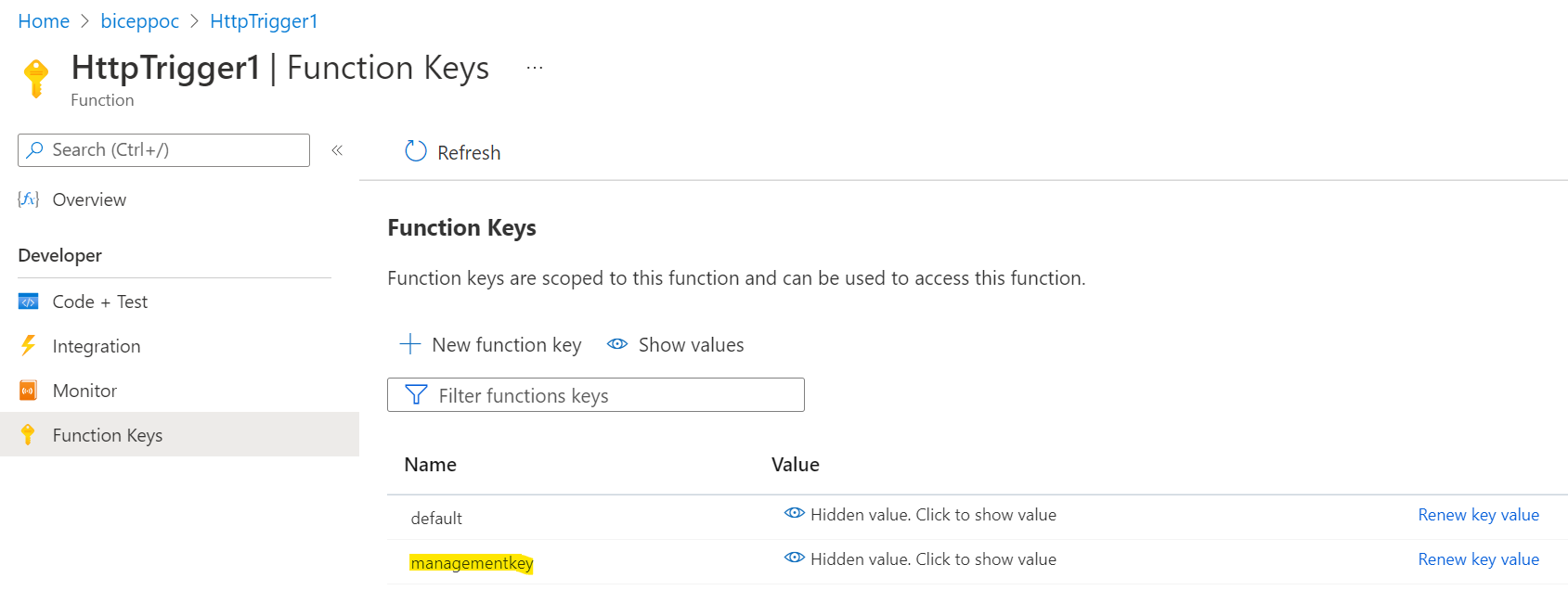 Creating Function App Key via Biceps - Microsoft Q&A Creating Function App Key via Biceps - Microsoft Q&A