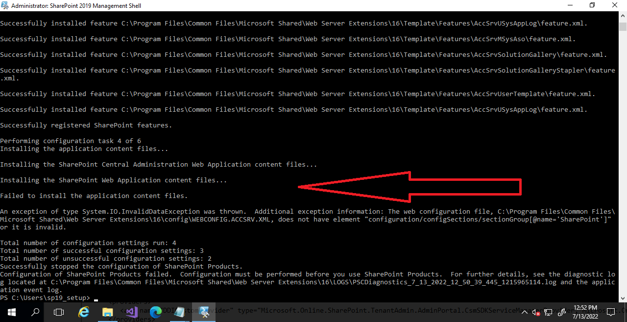 SharePoint 2019 Wizard Error - Microsoft Q&A