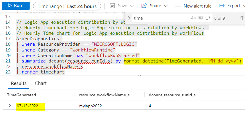 Replace contents of log TimeGenerated on Azure Logic App - Microsoft Q&A