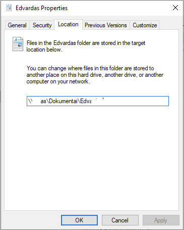 Missing buttons in "Location" tab in "Documents Properties" window ...