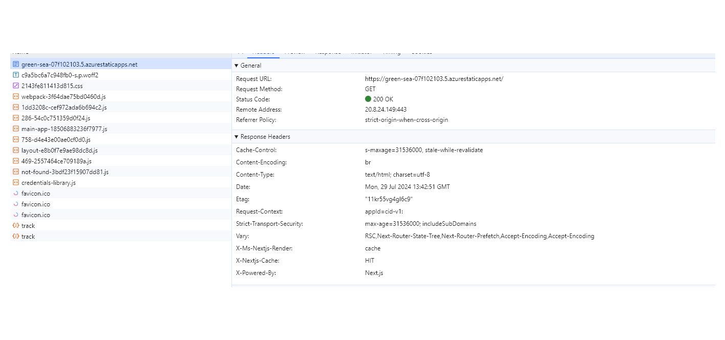 Why aren't there security header on a Static Web App first load of html ...