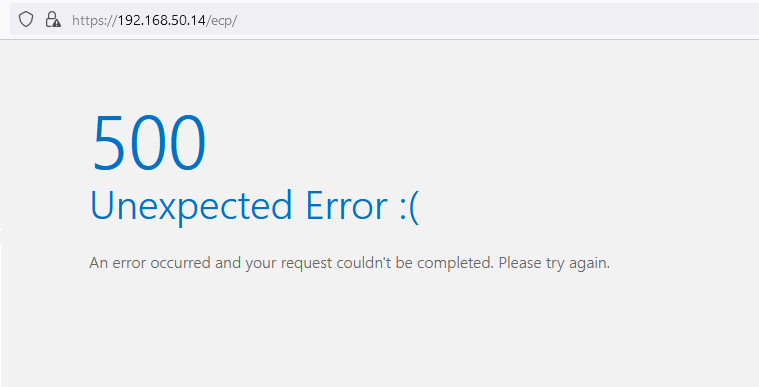 ECP 500 Unexpected Error - Microsoft Q&A