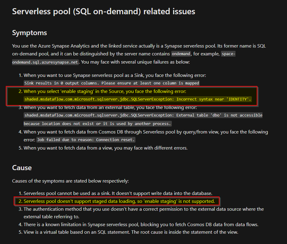 Error While Executing Azure Mapping Data Flows On Azure Synapse 3201