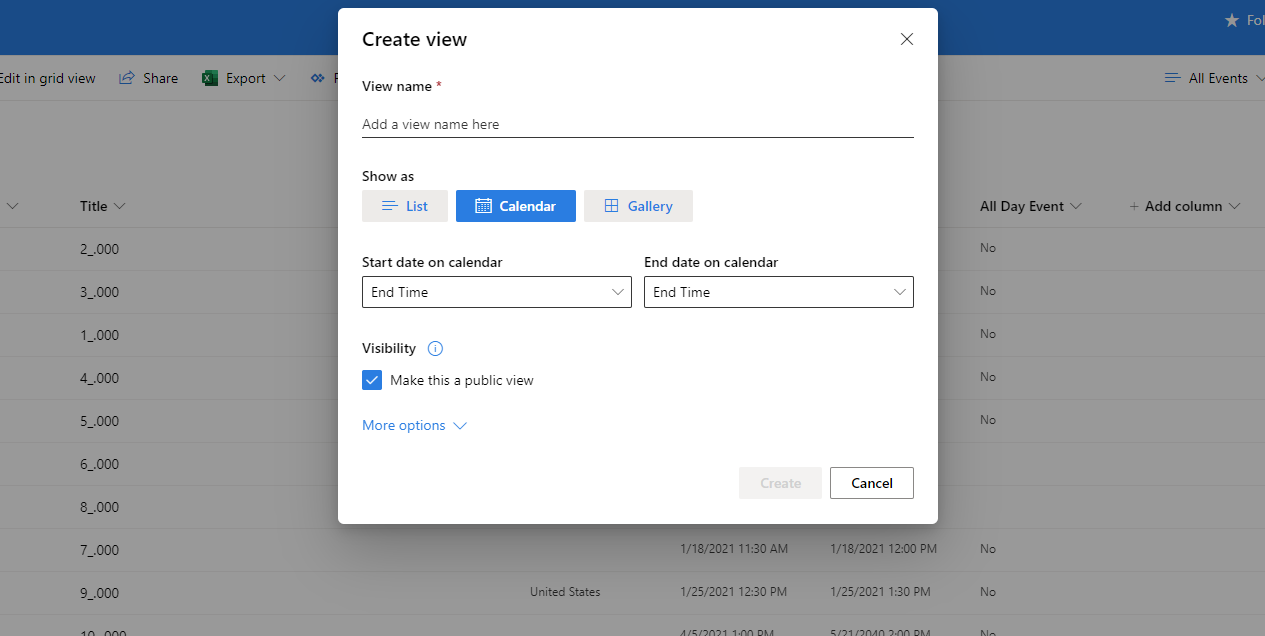 Modern events list functionality is broken - Microsoft Q&A