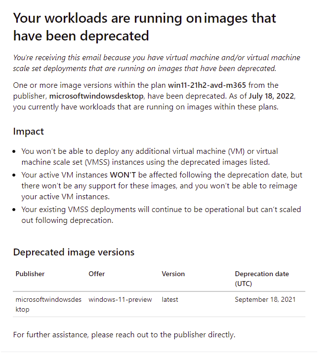 Your Vm Or Vmss Deployments Are Running On Images That Have Been Deprecated Microsoft Qanda