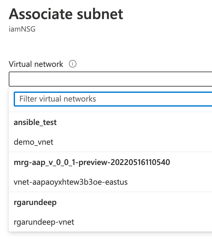 Virtual Network not part of the NSG Listing - Microsoft Q&A