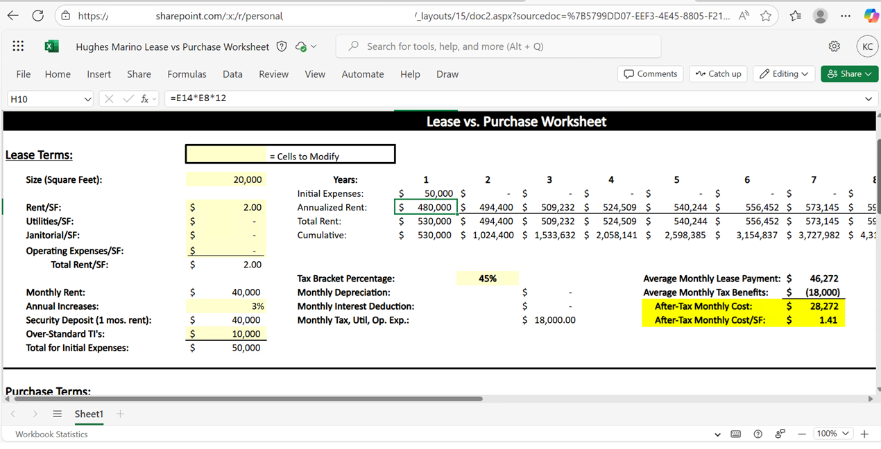 Excel Lease vs. Buy template for Commercial Property - Microsoft Q&A