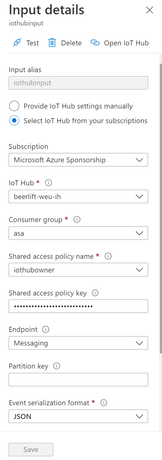 Unable to stream JSON MQTT data from IoT Hub to Stream Analytics ...