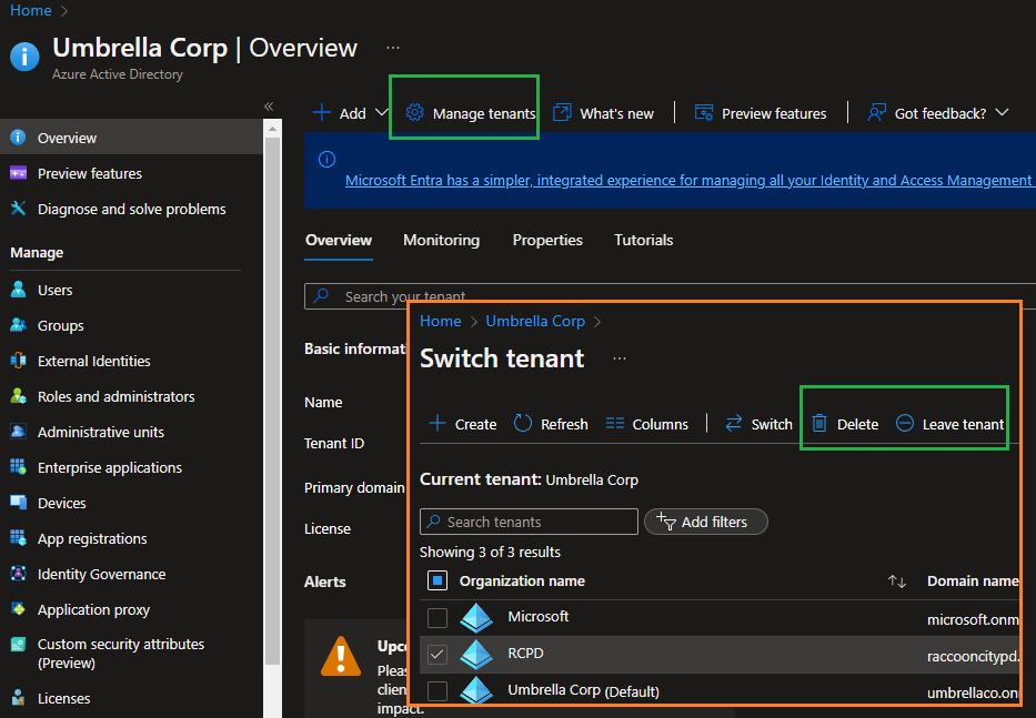 Unable to leave Azure AD Tenant - Microsoft Q&A