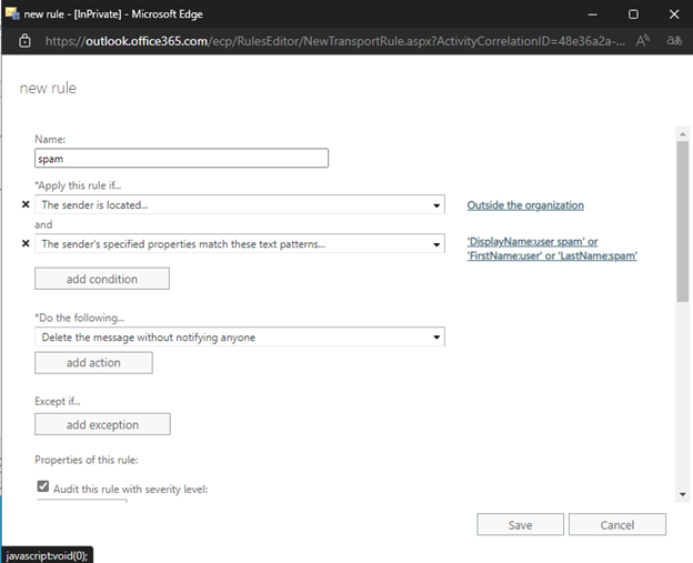 How can I block email by the senders name? - Microsoft Q&A