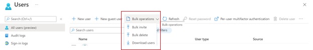 Where is to find Bulk creation operation in Azure Active Directory ...