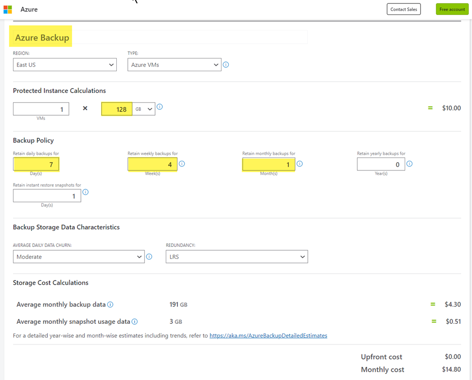 How can I calculate the Recovery Serives Vault price for different ...