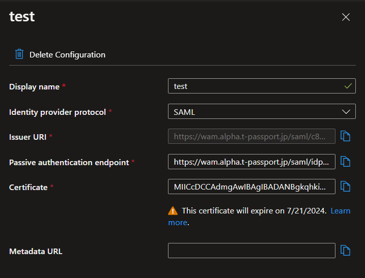Can't add a new SAML IdP in External Identities - Microsoft Q&A