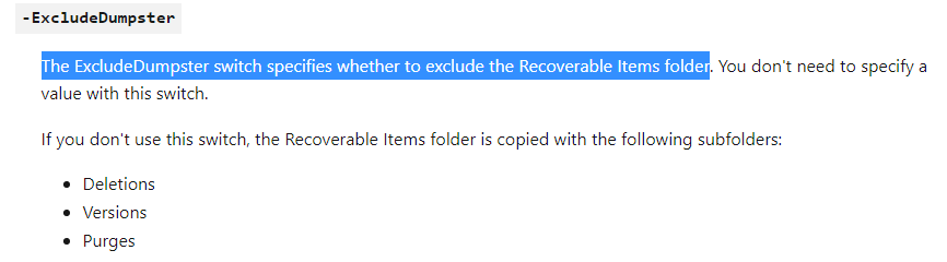 exchange 2016 export pst without recovable items - Microsoft Q&A