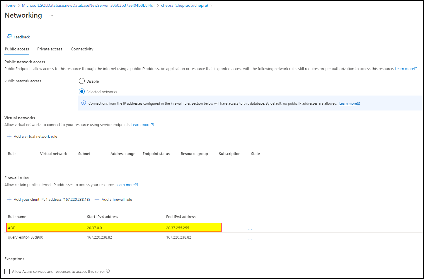 adf access sql database in another subscription - Microsoft Q&A