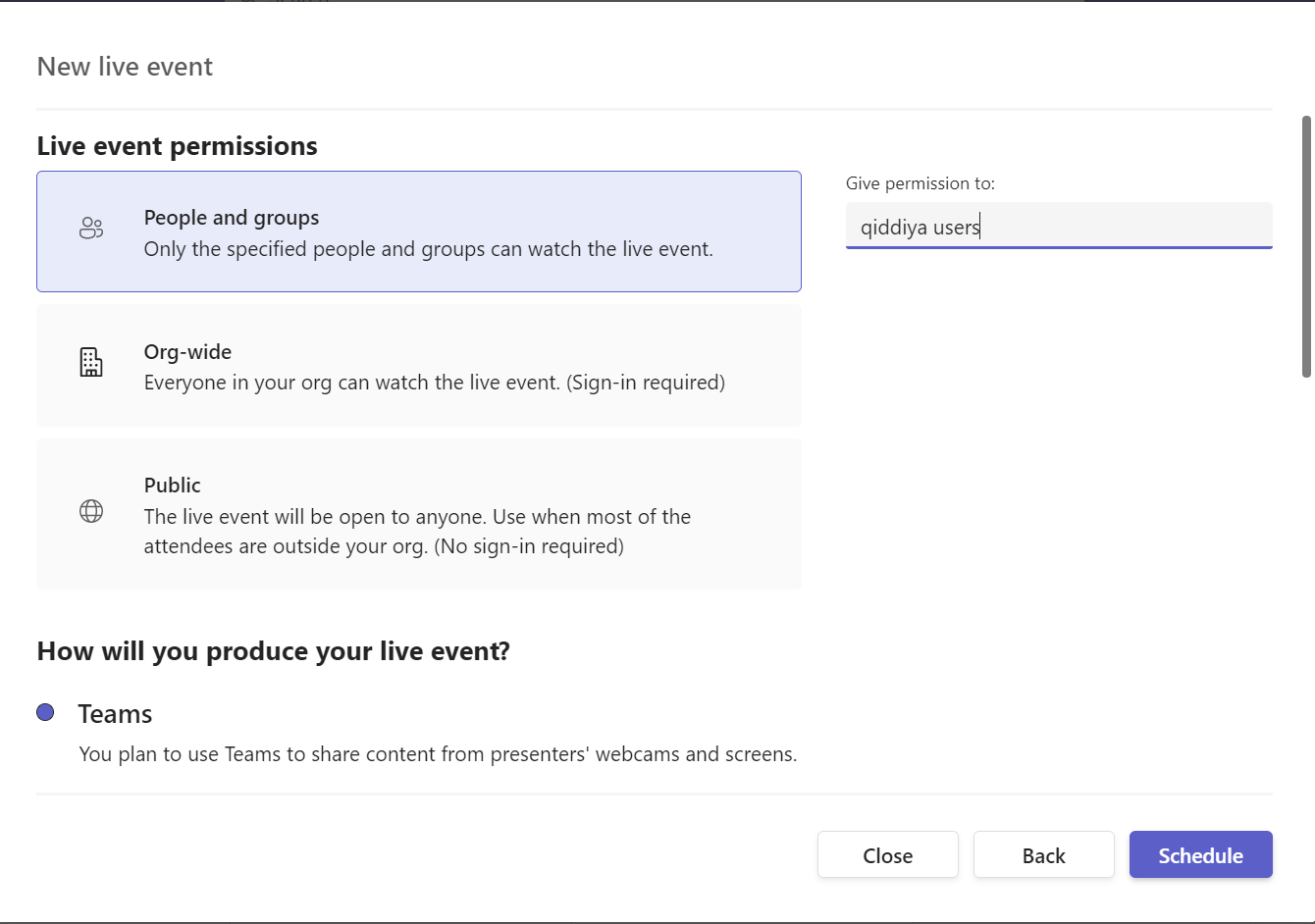 Live Event restriction by group - Microsoft Q&A