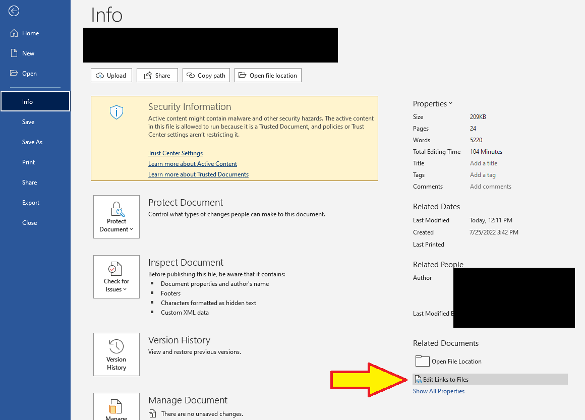 How to list document links to files via VBA - Microsoft Q&A