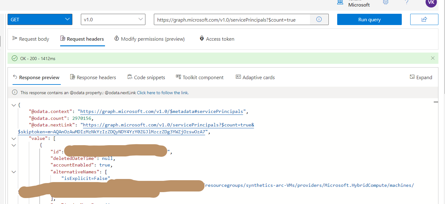 Accessing ServicePrincipal Endpoints in Graph API - Microsoft Q&A