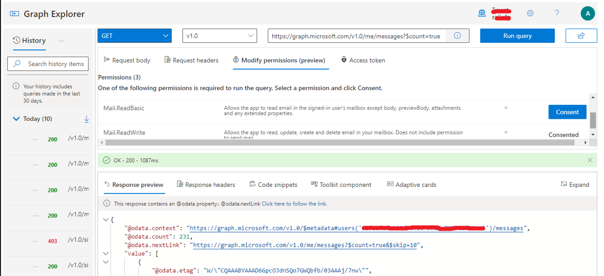 Incorrect Unt When Using Counttrue On Messages Endpoint Without Specifying A Folder