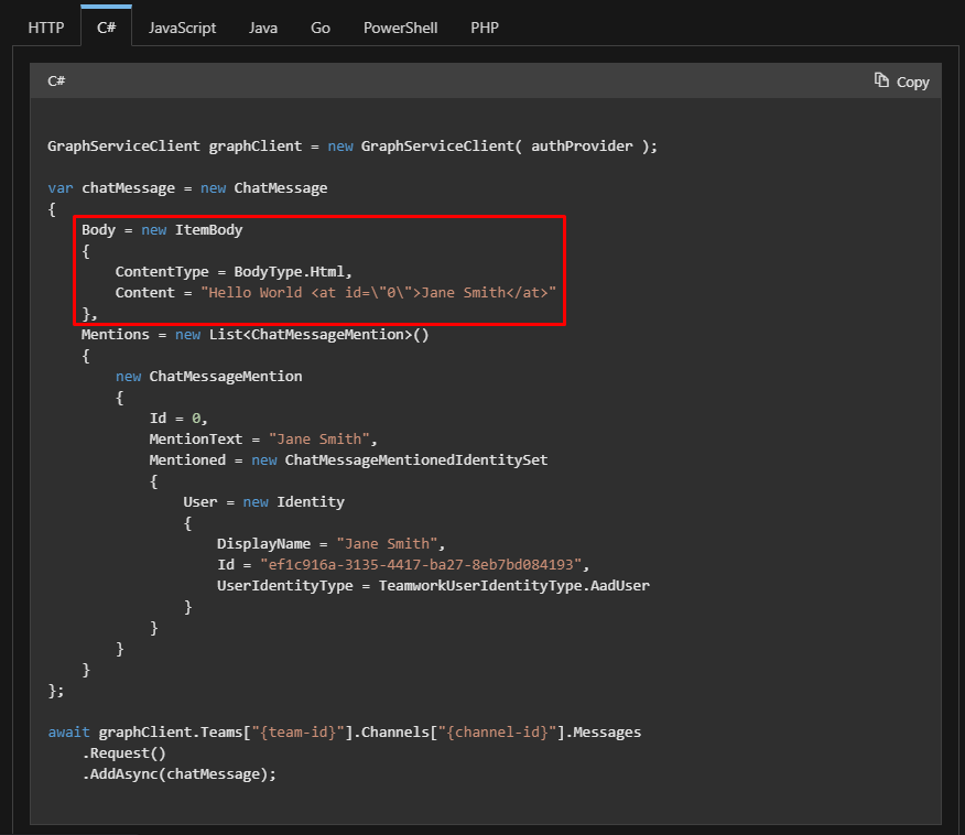 Adding CR LF to a Teams chat message programmatically - Microsoft Q&A