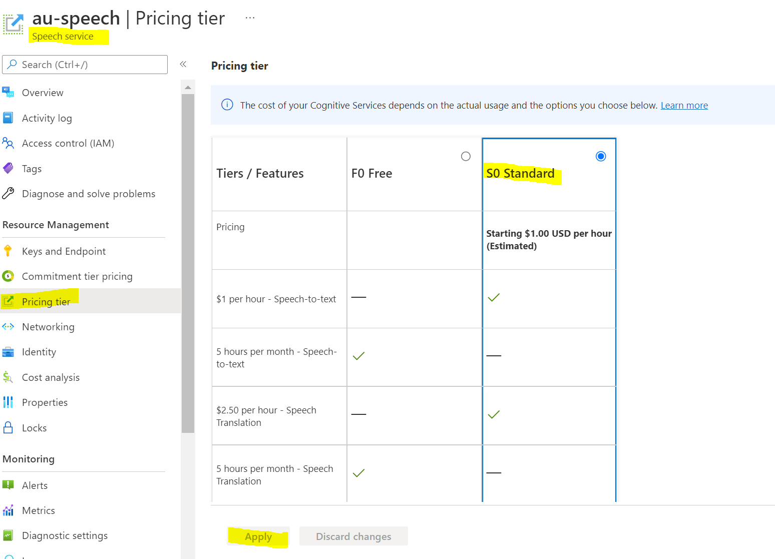 How to upgrade to s0 - Microsoft Q&A