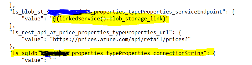Azure Sql Database Linked Service For Parameterising Server Name And Db