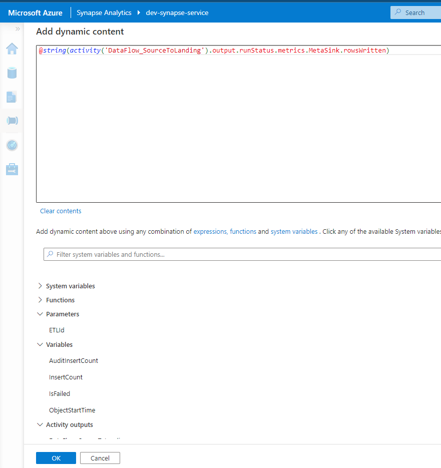 How To Get Number Of Rows Written To A Sink In Adf Or Synapse Dataflow In Pipeline Variable