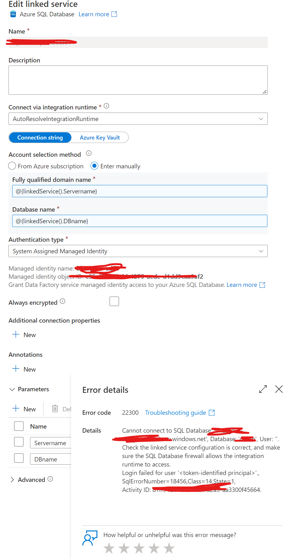 ADF linked service - system managed service identity error - Microsoft Q&A