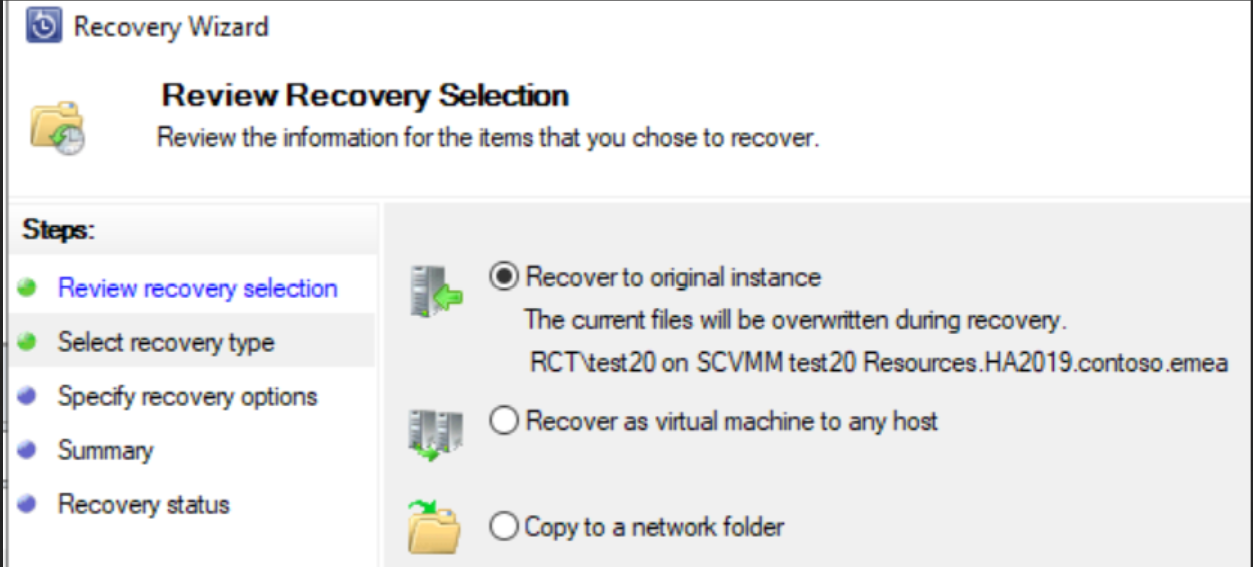 Microsoft Azure Backup Server-Fails during "Restore from staging area ...