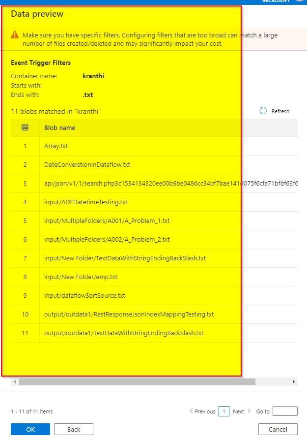 Datafactory Event Trigger Unable to list Blobs - Microsoft Q&A Datafactory Event Trigger Unable to list Blobs - Microsoft Q&A