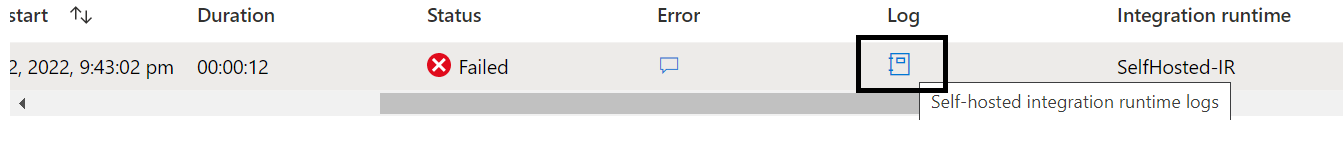 Unable to see self-hosted integration runtime (IR) logs in Activity run window - Microsoft Q&A