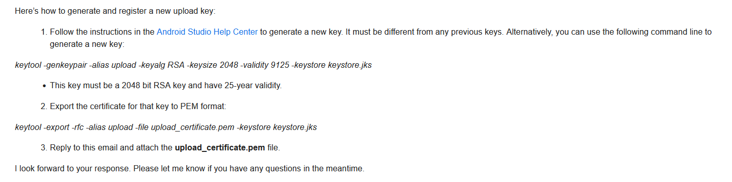 Xamarin - Generate a new upload key - Microsoft Q&A