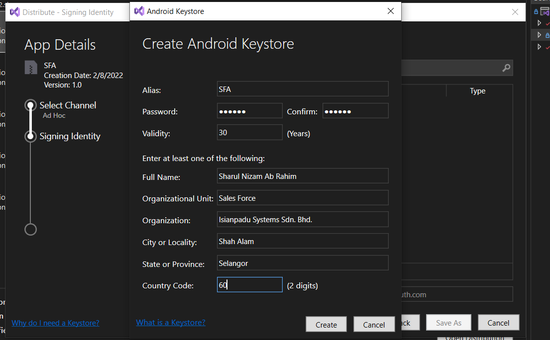 Xamarin - Generate a new upload key - Microsoft Q&A