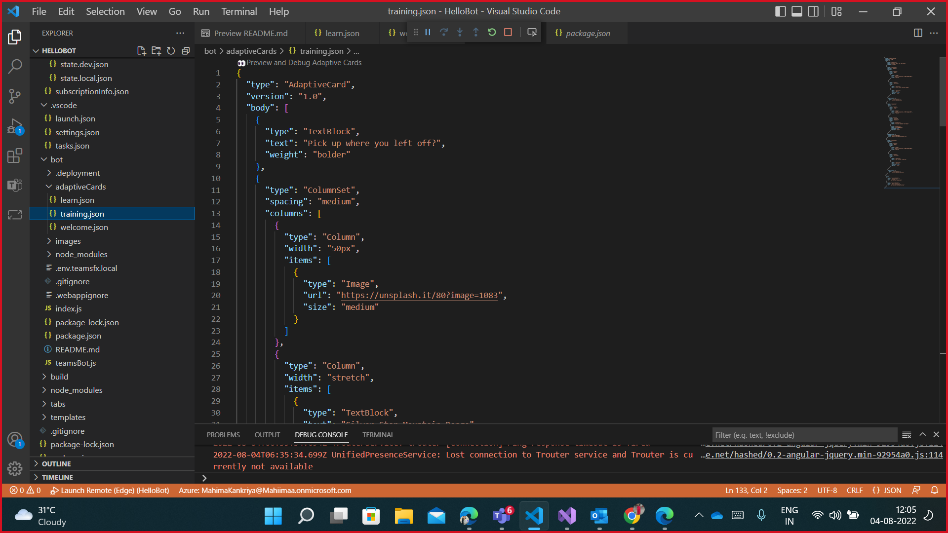 Need Help With Customizing Ms Teams Bot Adaptive Cards Using Teams Toolkit Microsoft Qanda