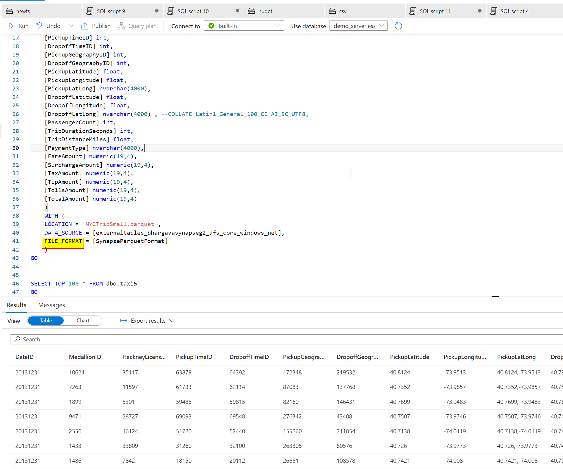 Can not run create/select statements for external table on a blob storage ADLS Gen 2, Synapse ...