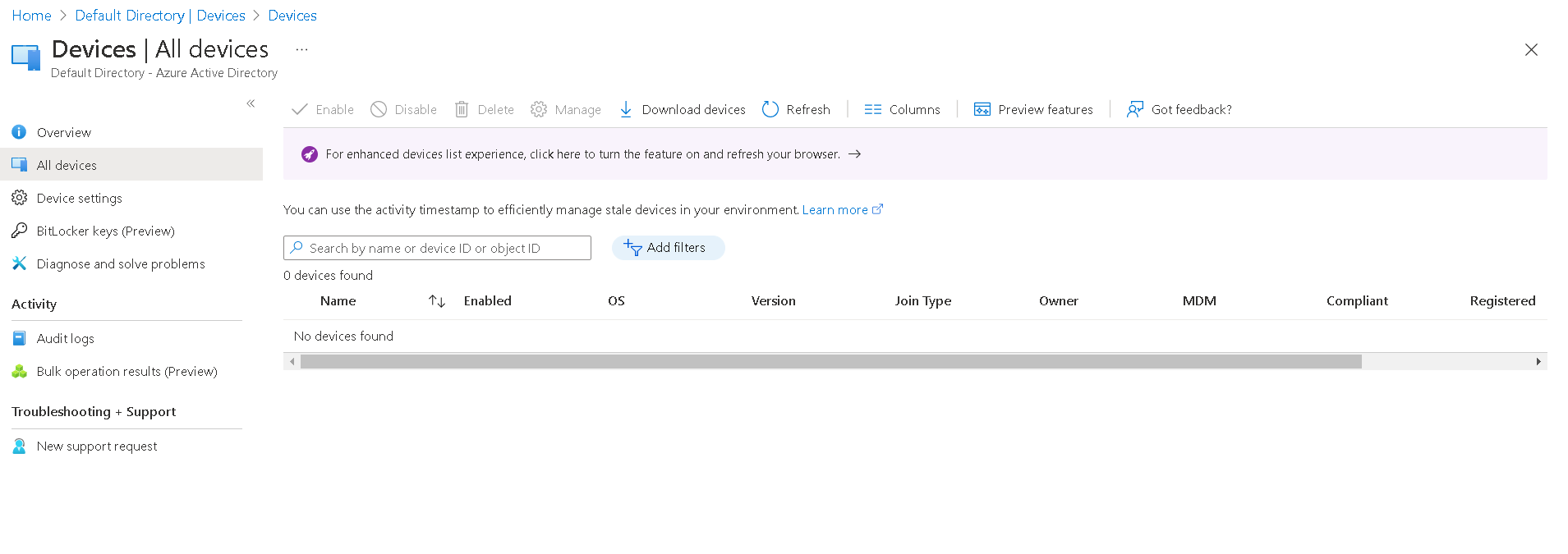 Registered device not showing in the device in the all devices section ...