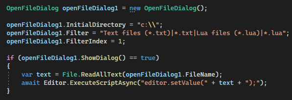 How to upload text from a file into monaco text editor WPF C# .Net ...