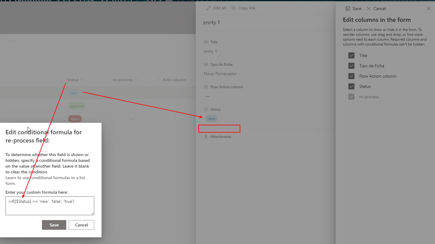 display a column in a sharepoint list after a list entry has been ...