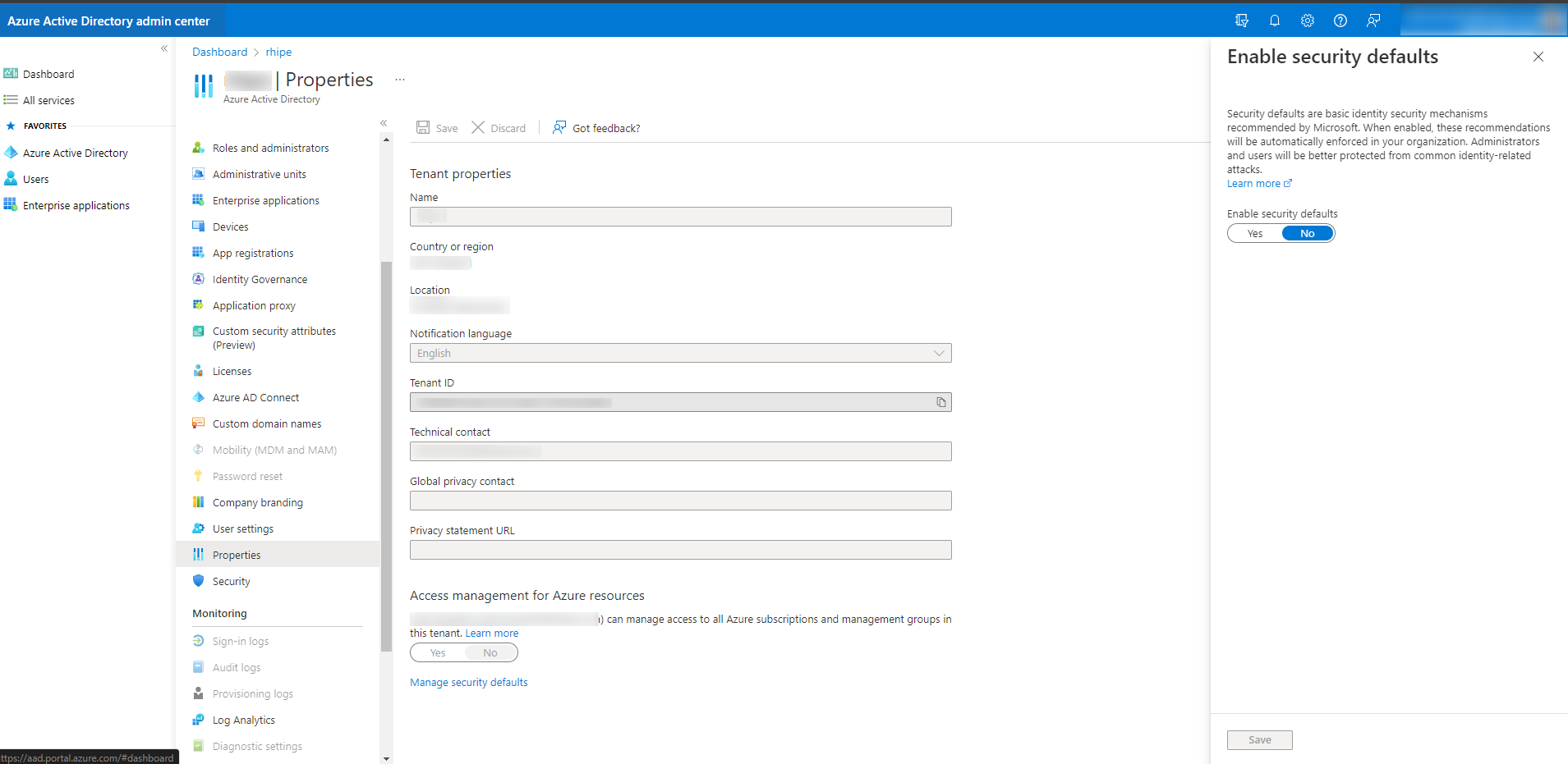 Login loop in Azure portal - "Microsoft has enabled security defaults to keep your account ...